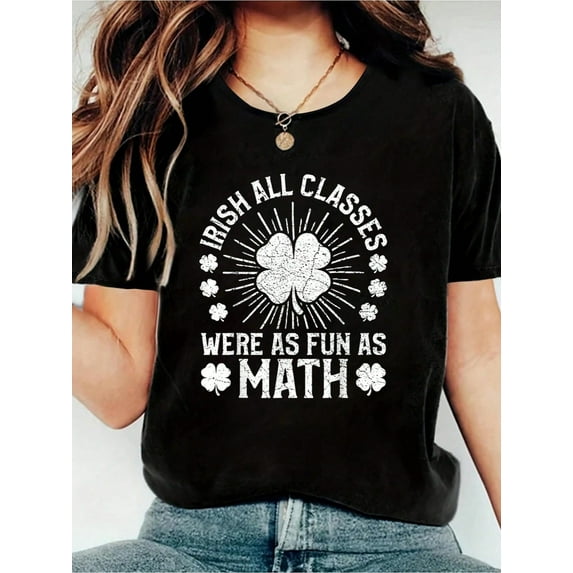 Funny St Patricks Day Irish Math Teacher Clover Women Cotton Short ...