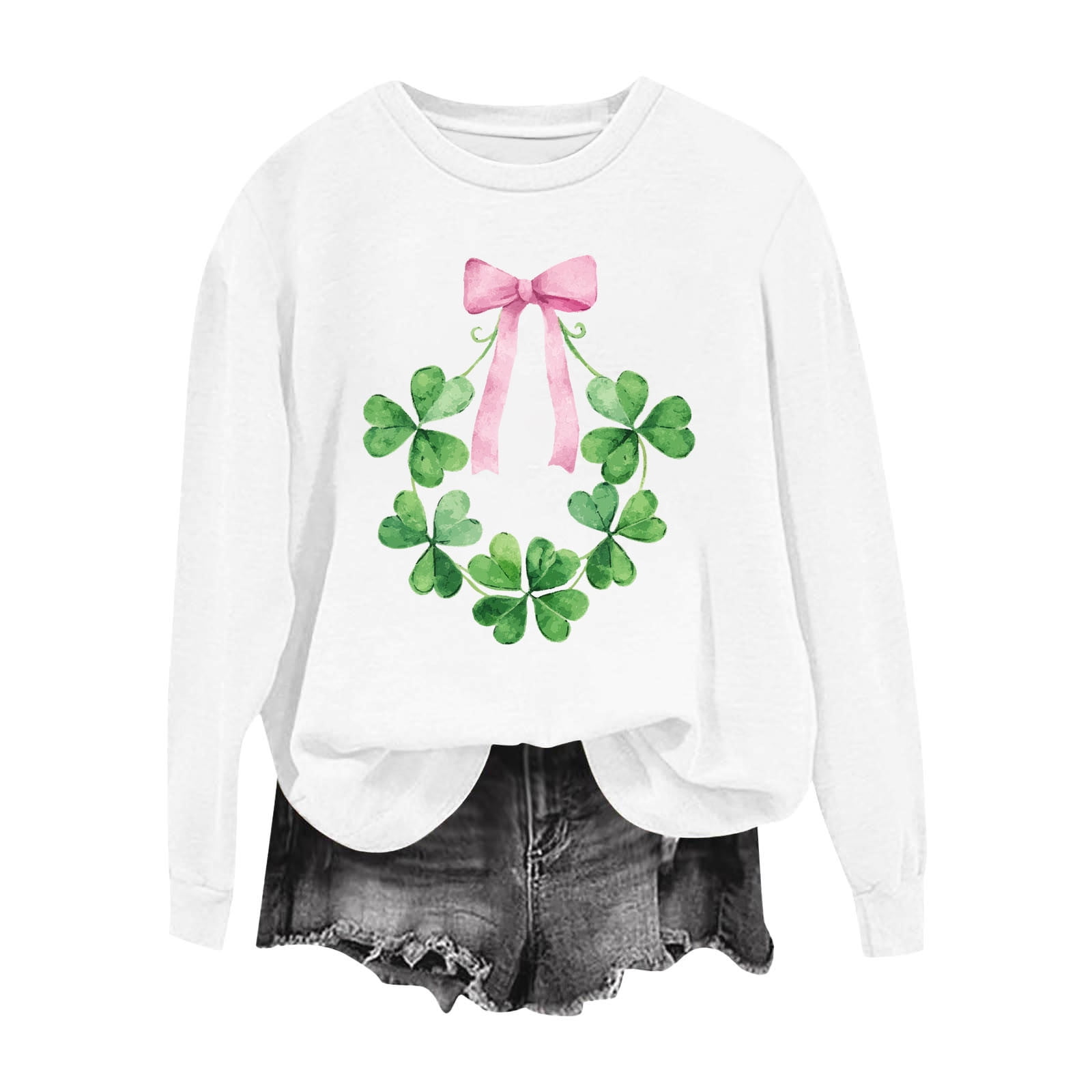 Funny St Patricks Day Shirt Women Cute Crewneck Sweatshirt Shamrock ...