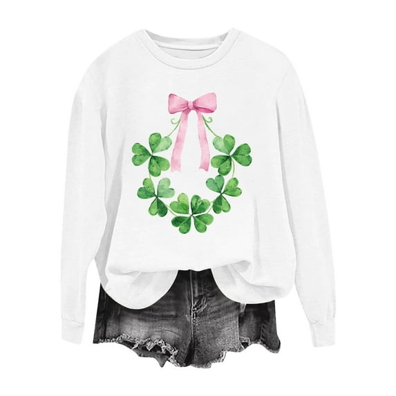 Funny St Patricks Day Shirt Women Cute Crewneck Sweatshirt Shamrock ...