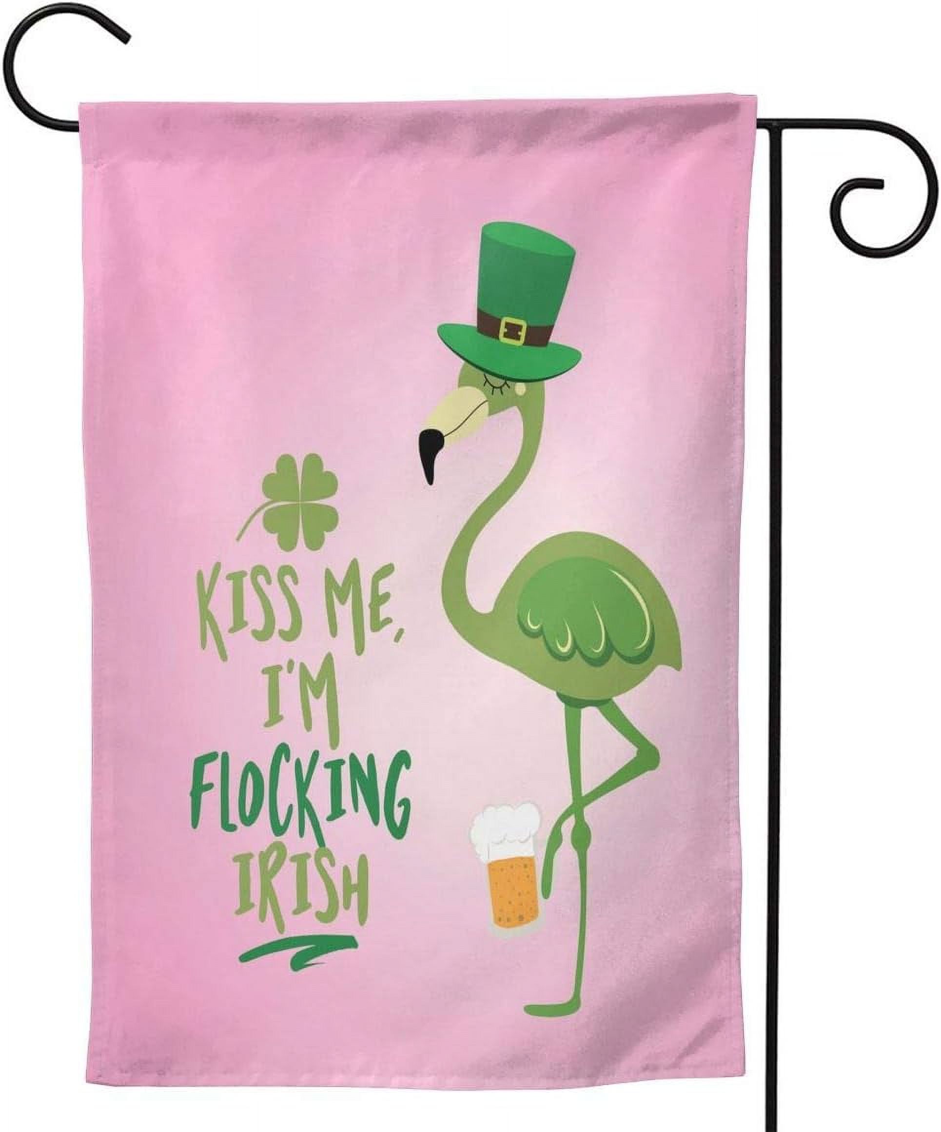 Funny St Patrik's Day Green Flamingo Garden Flag Welcome Vertical ...