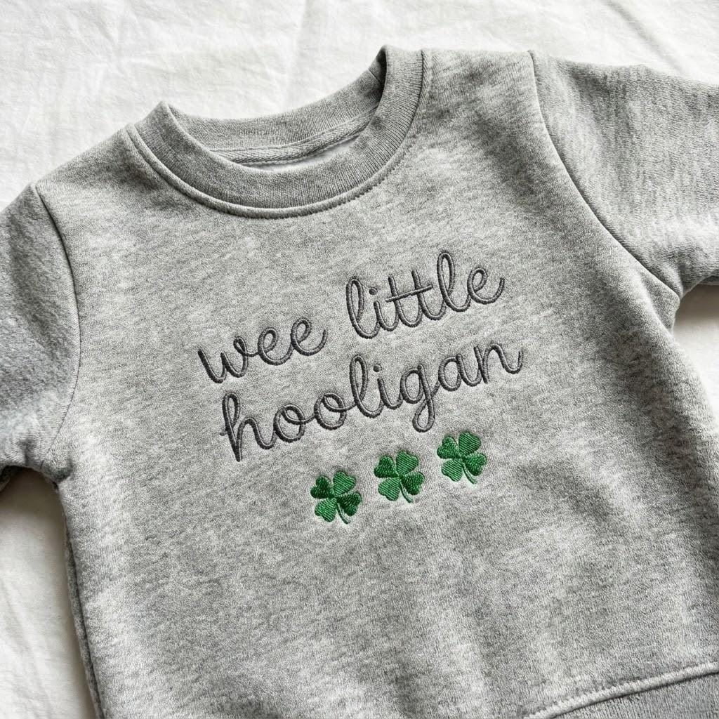 Funny St Pattys Shirt, Embroidered Clover Sweater, Vintage Style Kids ...