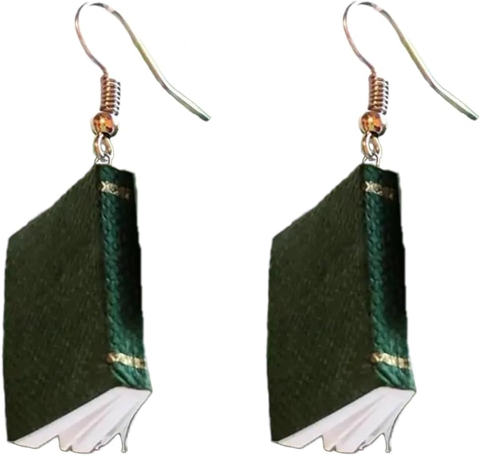Funny Stackable Paper Book Drop Dangle Earrings for Women Gold-Toned ...