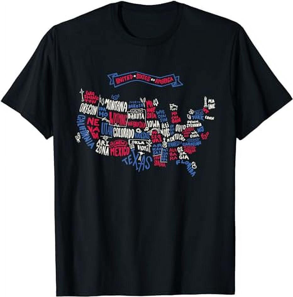 Funny States of Usa Map , For Geography History Teacher gift T-Shirt ...
