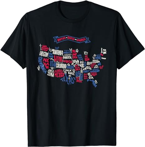 Funny States of Usa Map , For Geography History Teacher gift T-Shirt ...