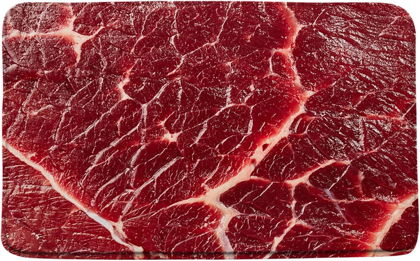 Funny Steak Bath Mat Red Beef of Meat Raw Food Bathroom Kitchen Memory ...