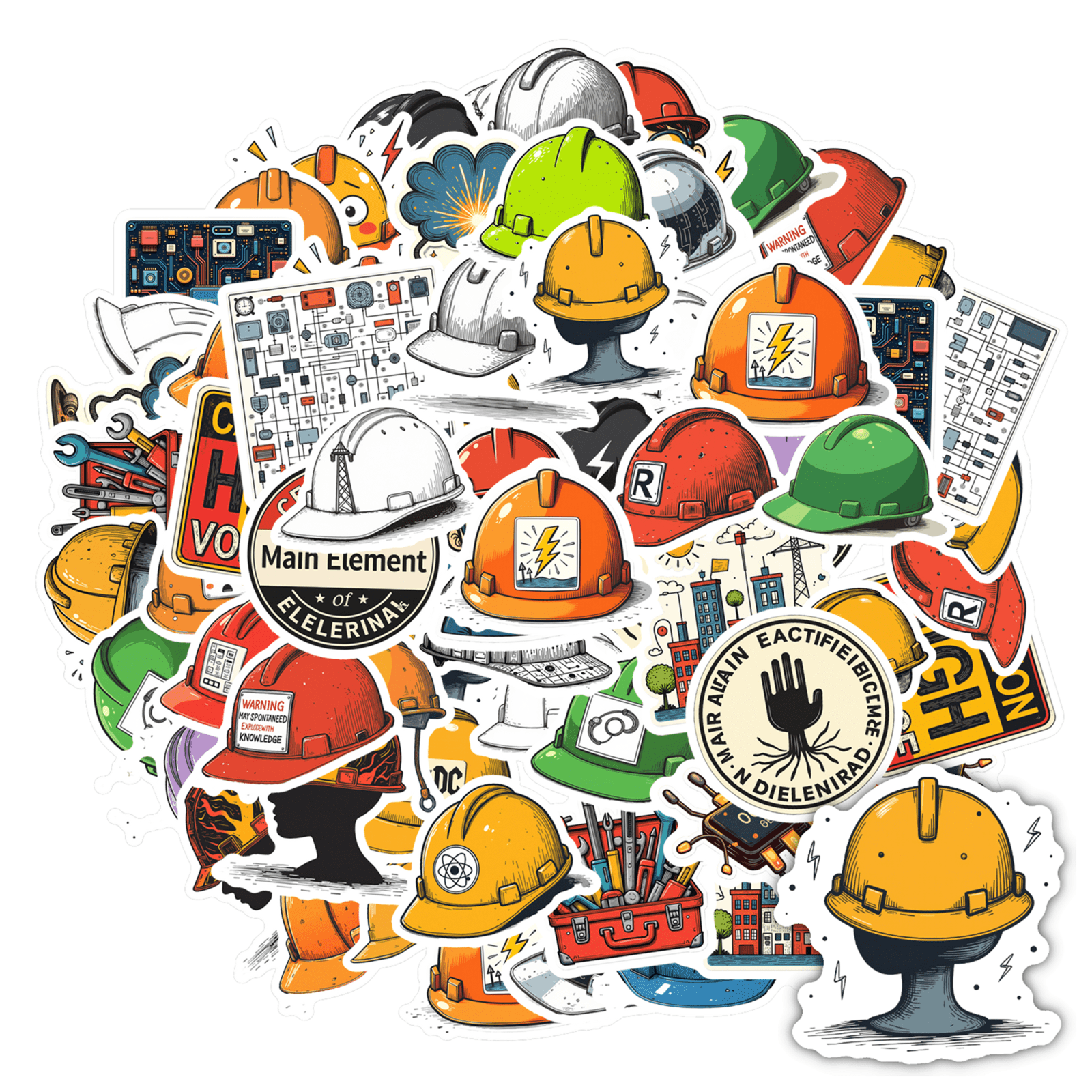 Funny Stickers Safety Helmet Waterproof Graffiti Construction Stickers ...