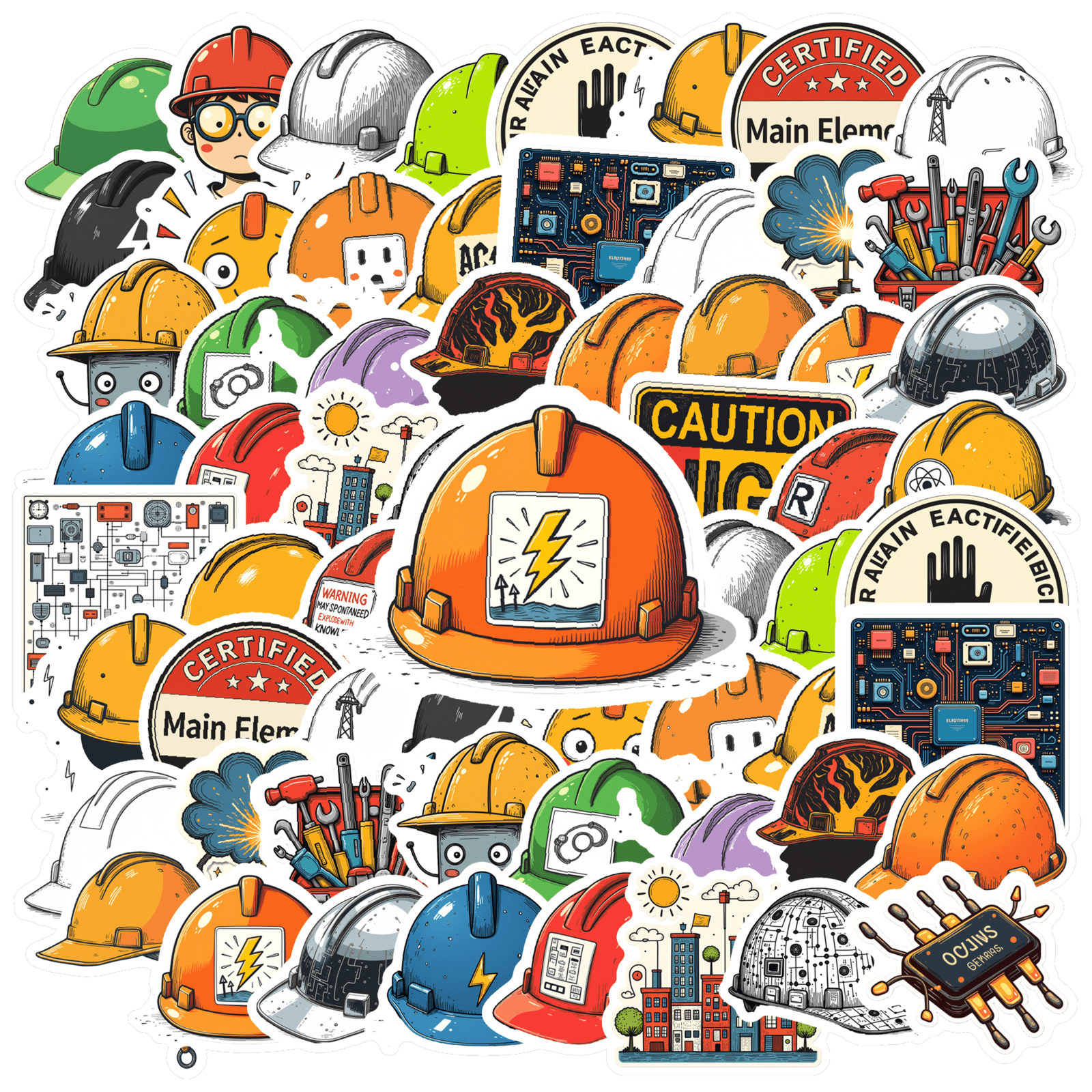 Funny Stickers Safety Helmet Waterproof Graffiti Construction Stickers ...