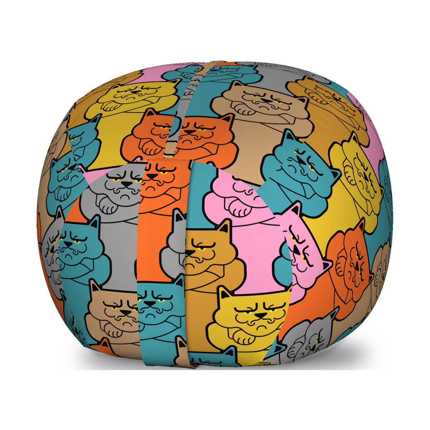 Funny Storage Toy Bag Chair, Colorful Continuous Pattern of Grumpy Face ...