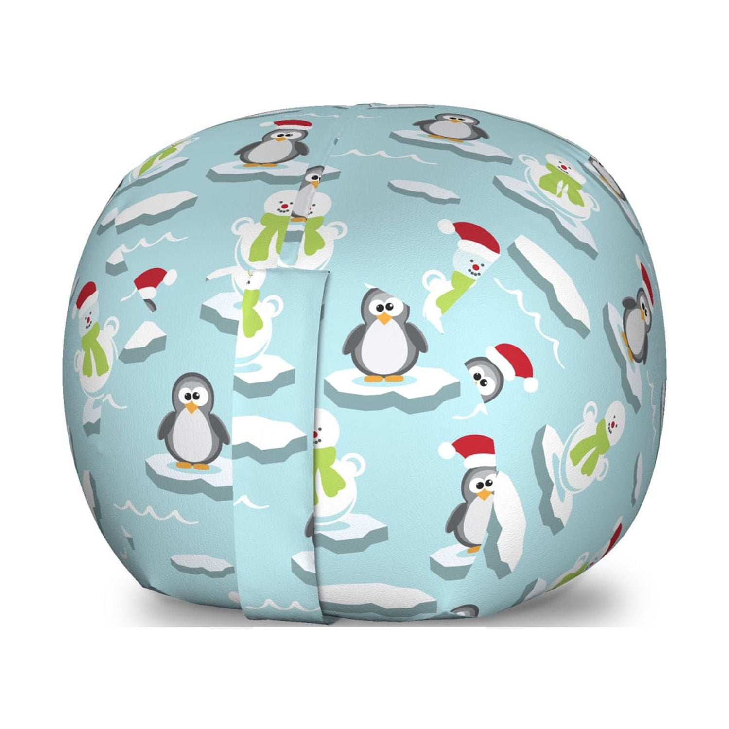 Funny Storage Toy Bag Chair, Penguins and Snowmans on Ice Floes ...