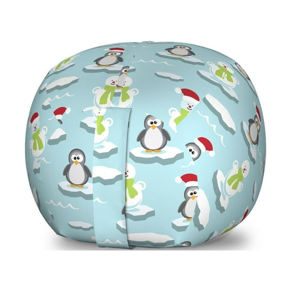 Funny Storage Toy Bag Chair, Penguins and Snowmans on Ice Floes ...