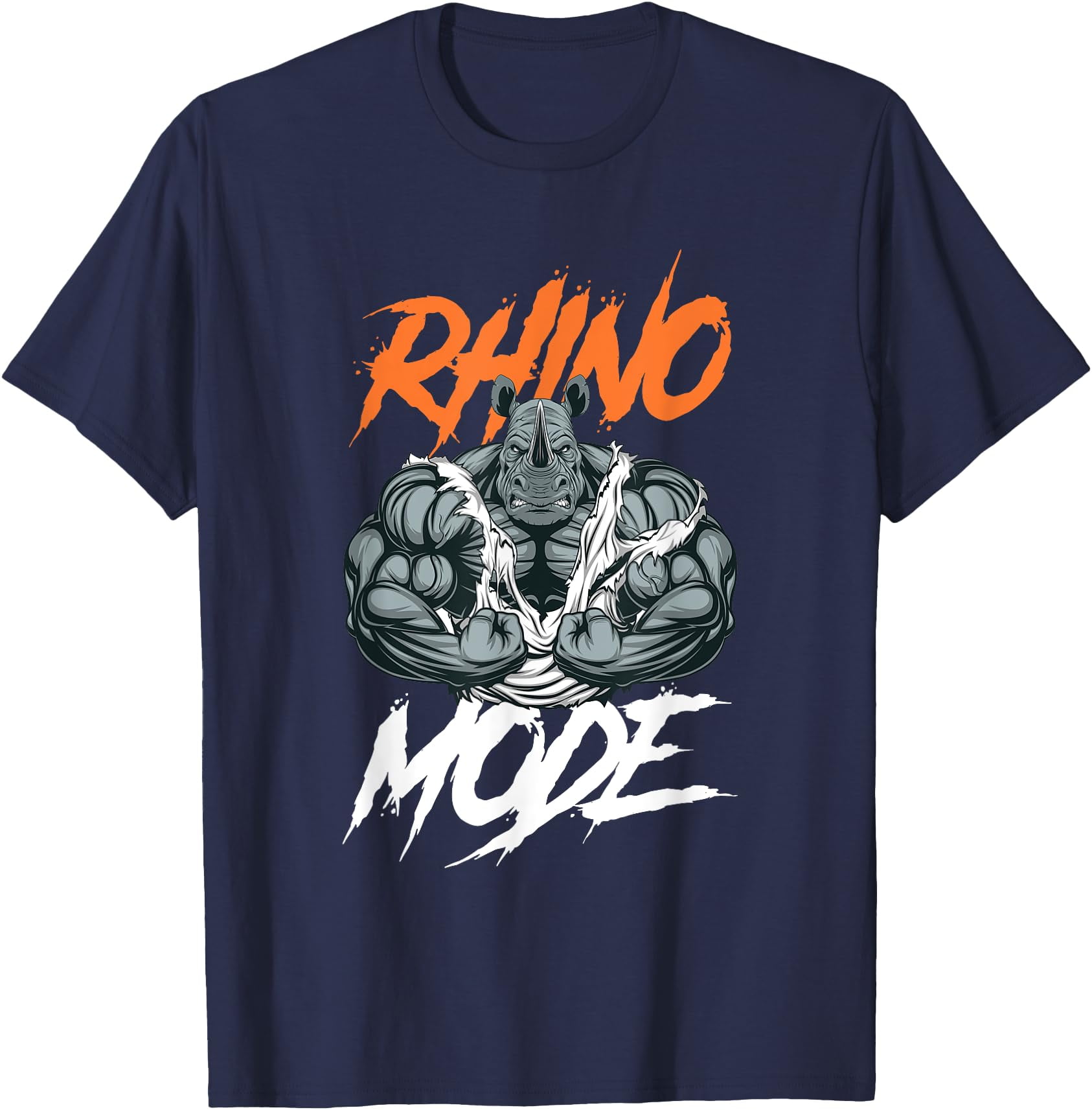 Funny Strong Rhino With Big Biceps Rhino Mode For Gym Lover T-Shirt ...