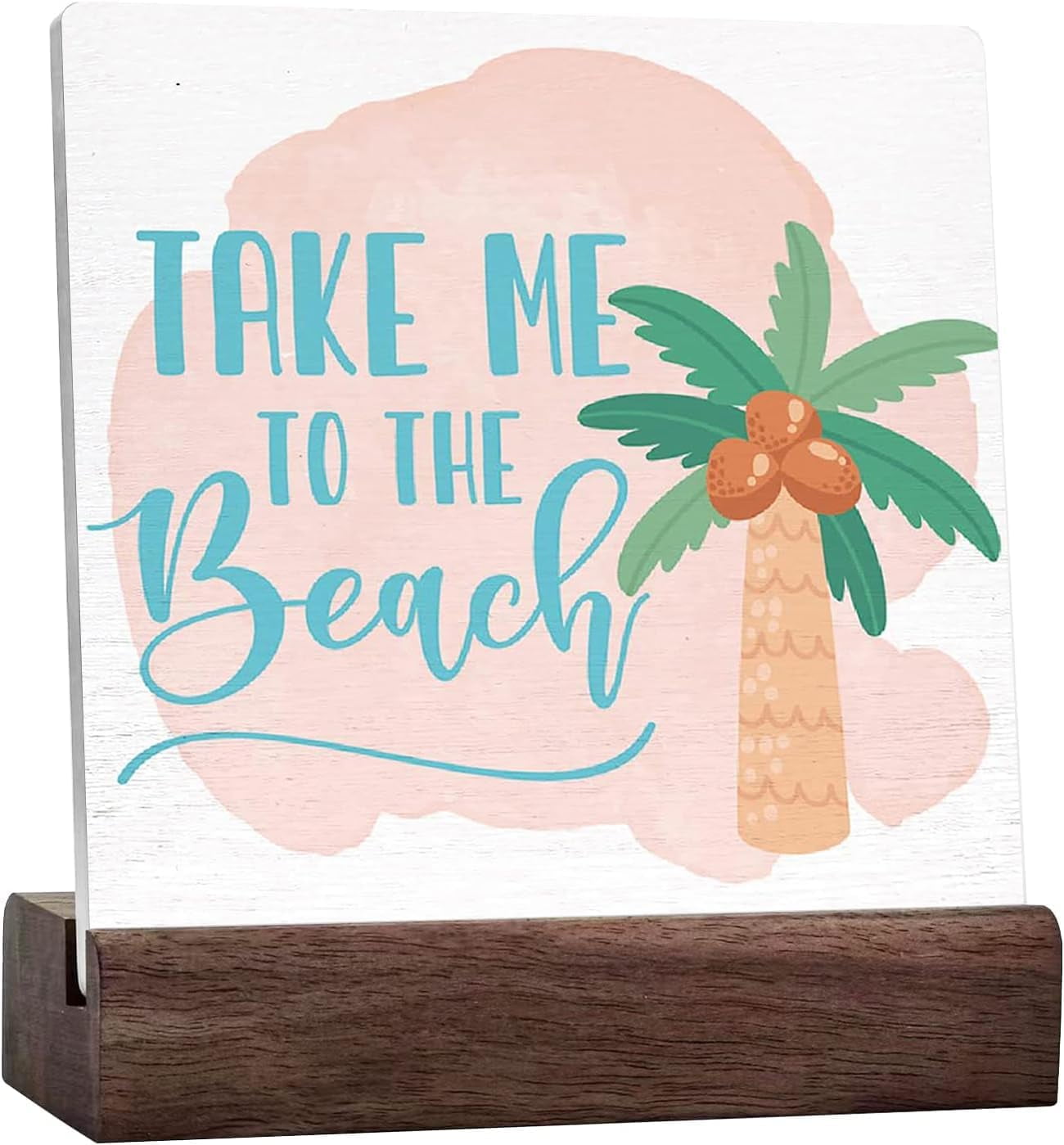 Funny Summer Ceramic Table Sign Take Me To The Beach Coconut Tree ...