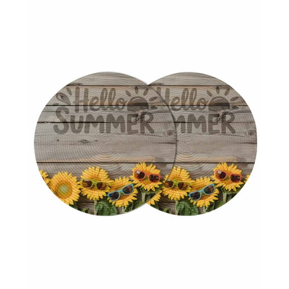 Funny Summer Round Table Placemats set of 2, Wood Grain Sunglasses ...