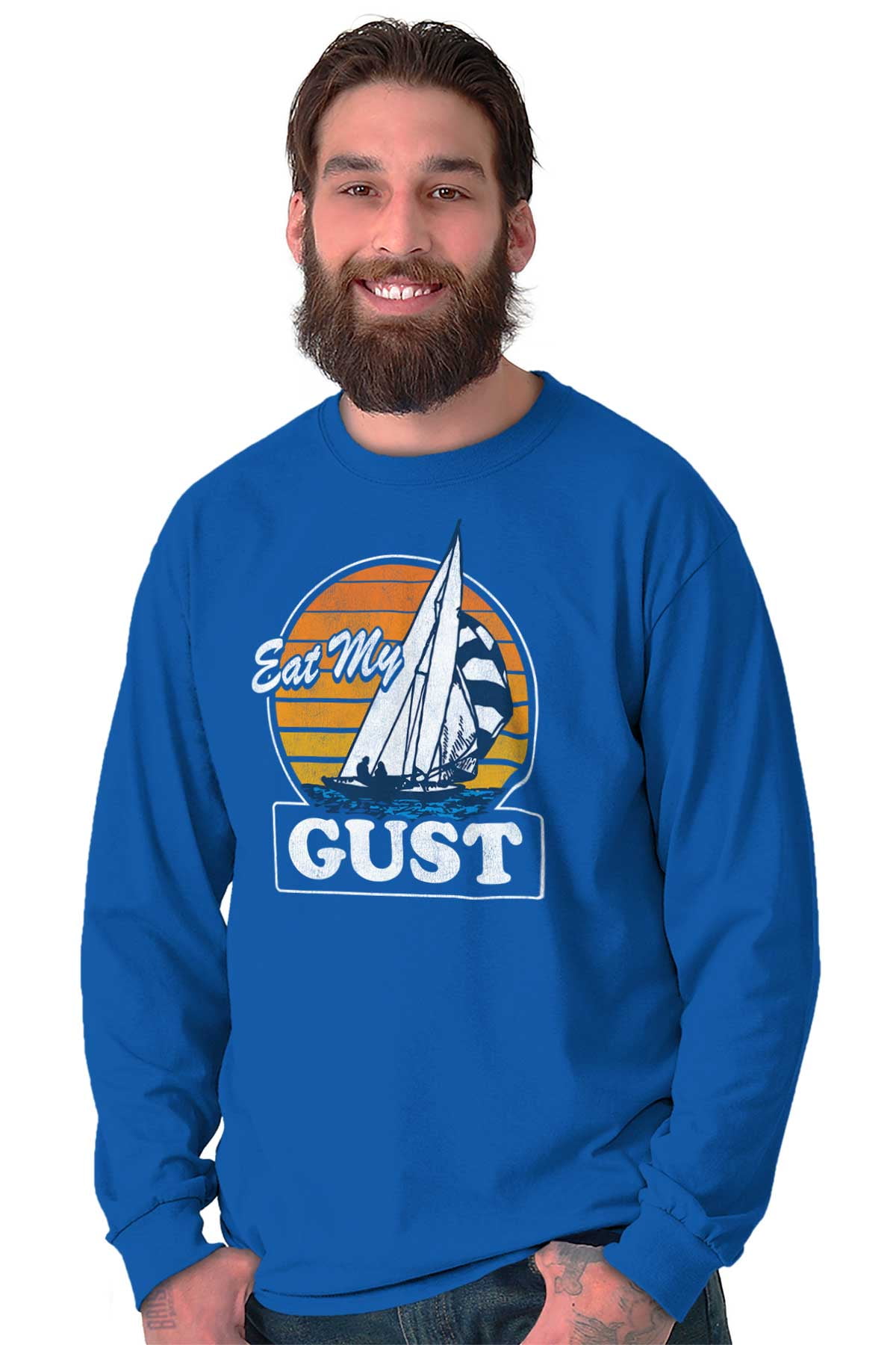 Funny Summer Sailing Eat My Gust Boat Plus Size Long Sleeve Graphic Tee ...