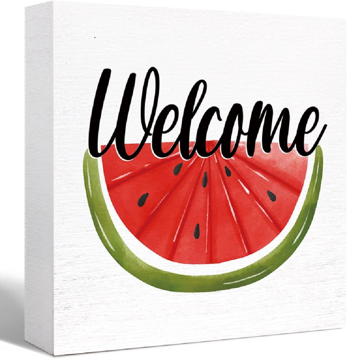 Funny Summer Wood Box Sign Welcome Watermelon Wooden Block Sign Desk ...