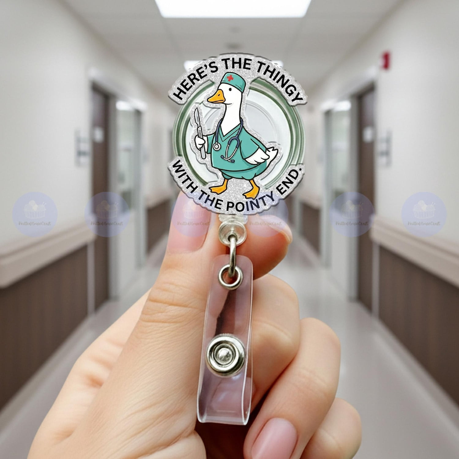 Funny Surgical Goose Scrub Badge Reel, Nurse Humor ID Holder, Hereâ€™s ...
