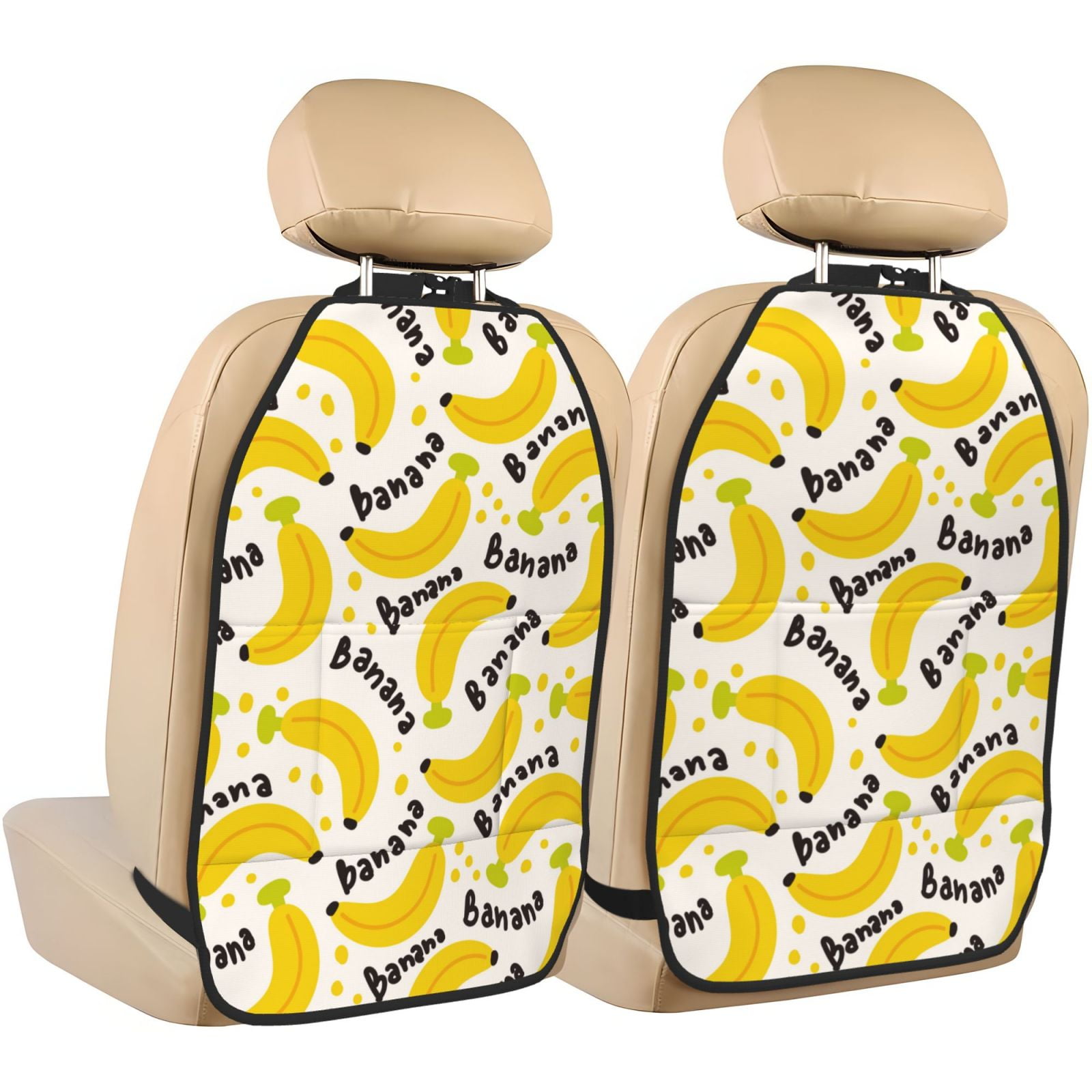 Funny Sweet Banana Backseat Car Organizer, 2 Pack Kick Mats Back Seat ...