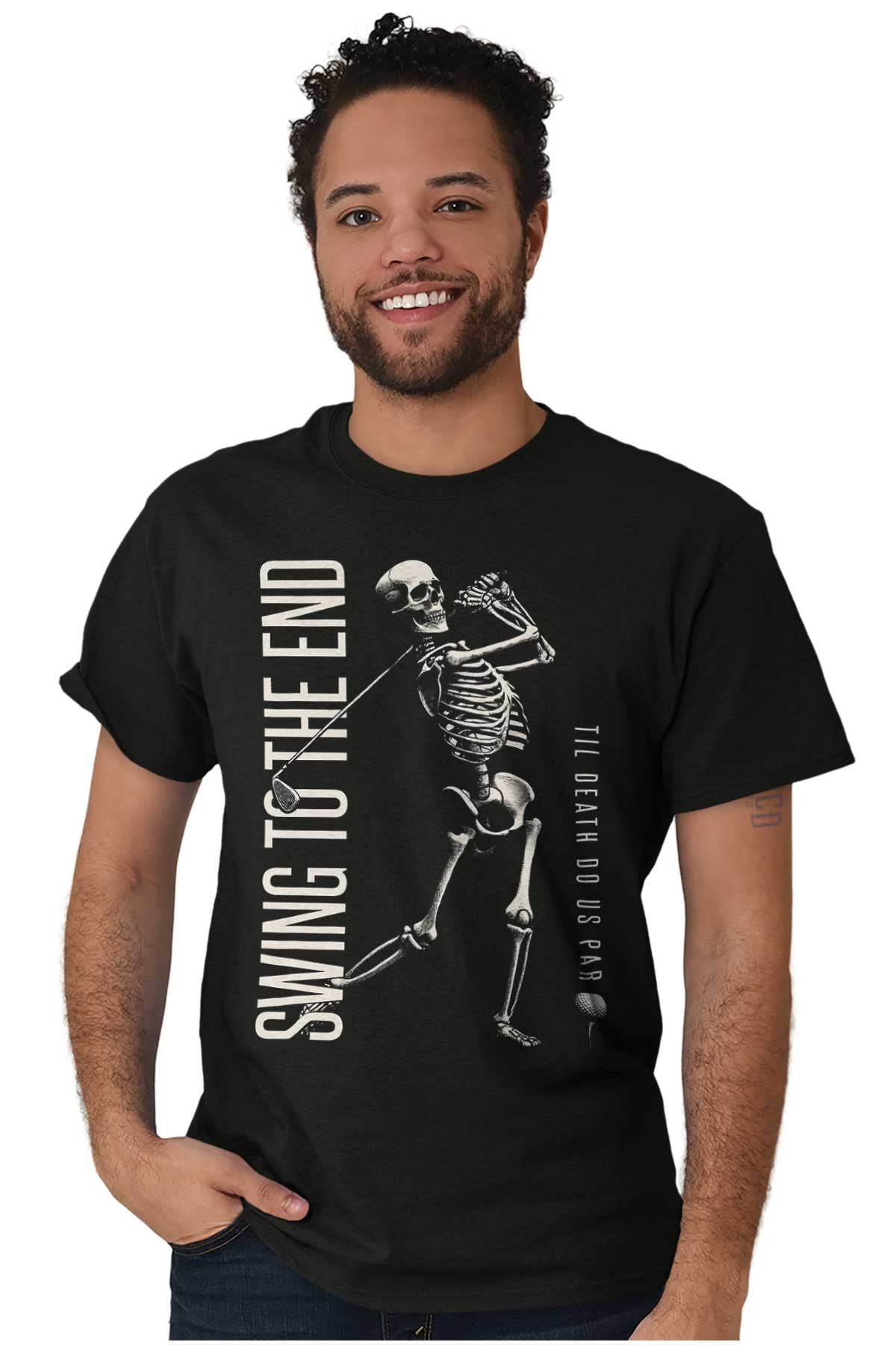 Funny Swing to the End Skeleton Golf Men's Big & Tall Crewneck Graphic ...
