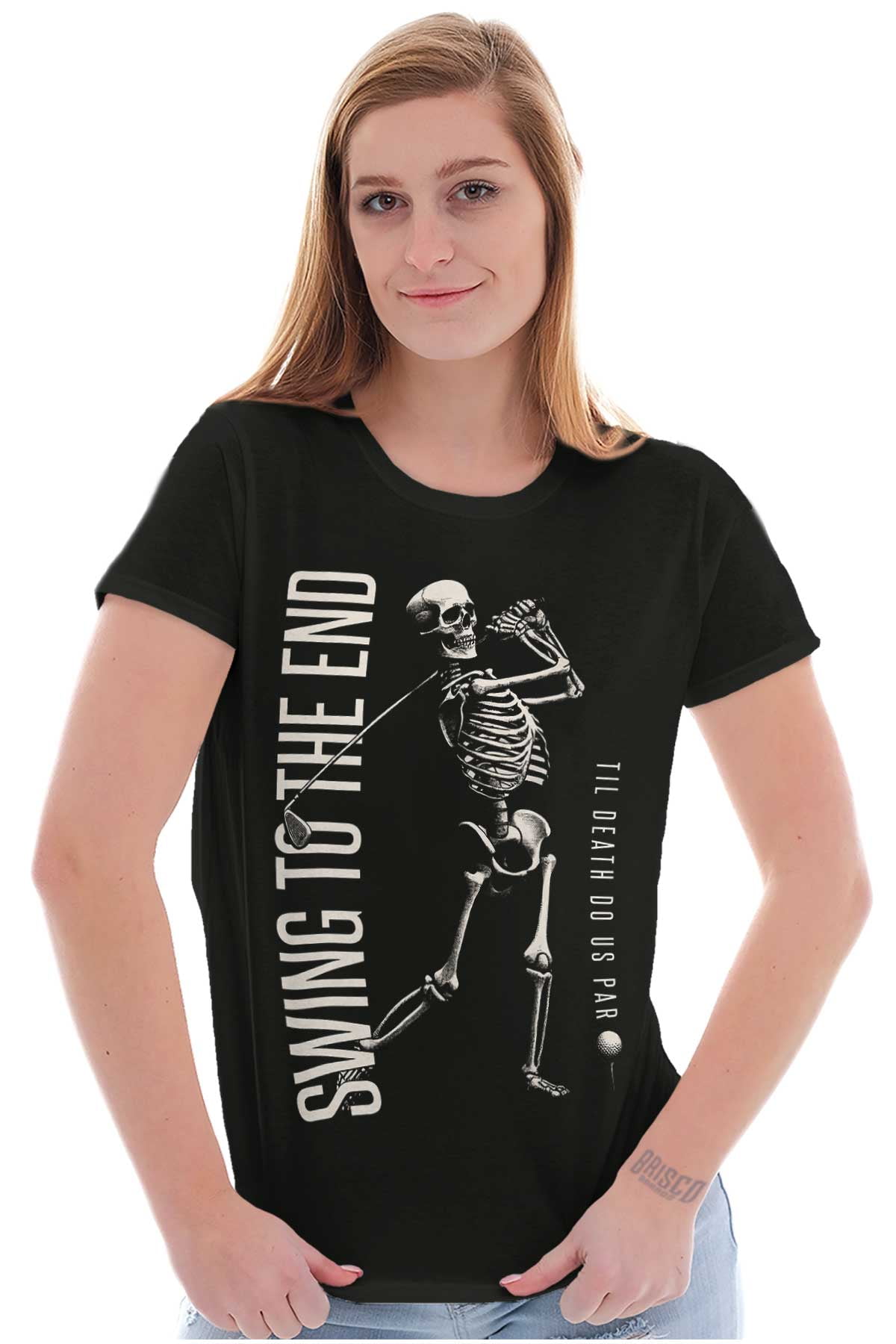 Funny Swing to the End Skeleton Golf Womens Fitted Plus Size Graphic ...