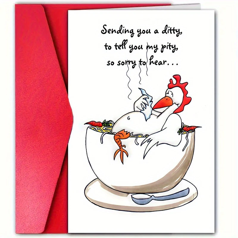 Funny Sympathy Card – “Sending You a Ditty” Chicken in a Bowl Design ...