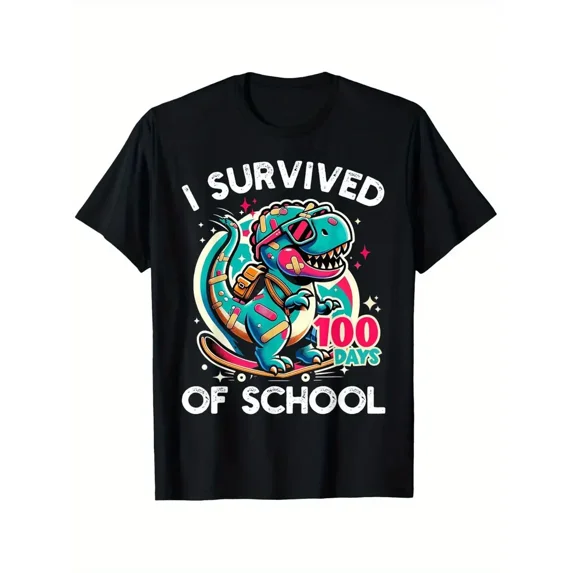 Funny T-Rex 100th Day of School Teacher Graphic Novelty Short Sleeve ...
