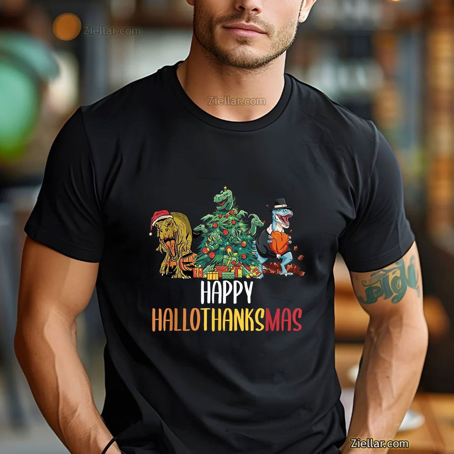 Funny T-Rex Happy Hallothanksmas Shirt Gift, Unisex Halloween ...