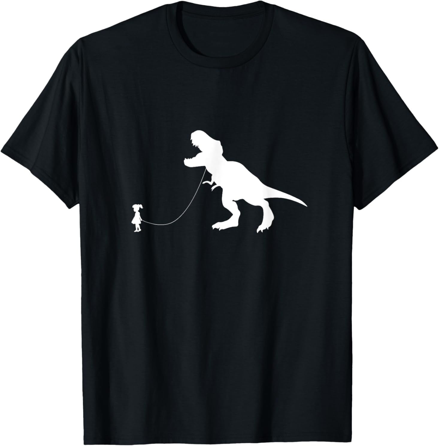 Funny T-Rex on a Leash T-Shirt – Cute Dinosaur Pet Led by Girl Graphic ...