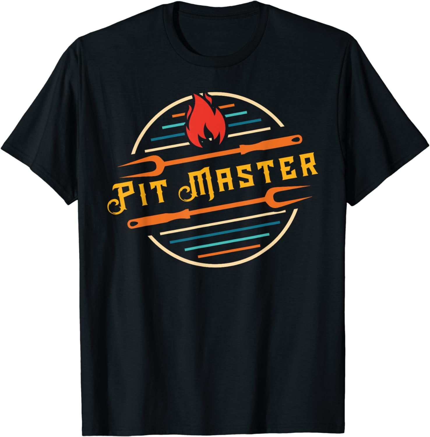 Funny T-Shirt Funny Pitmaster Graphic BBQ Grill Fork Retro Pit Master T ...