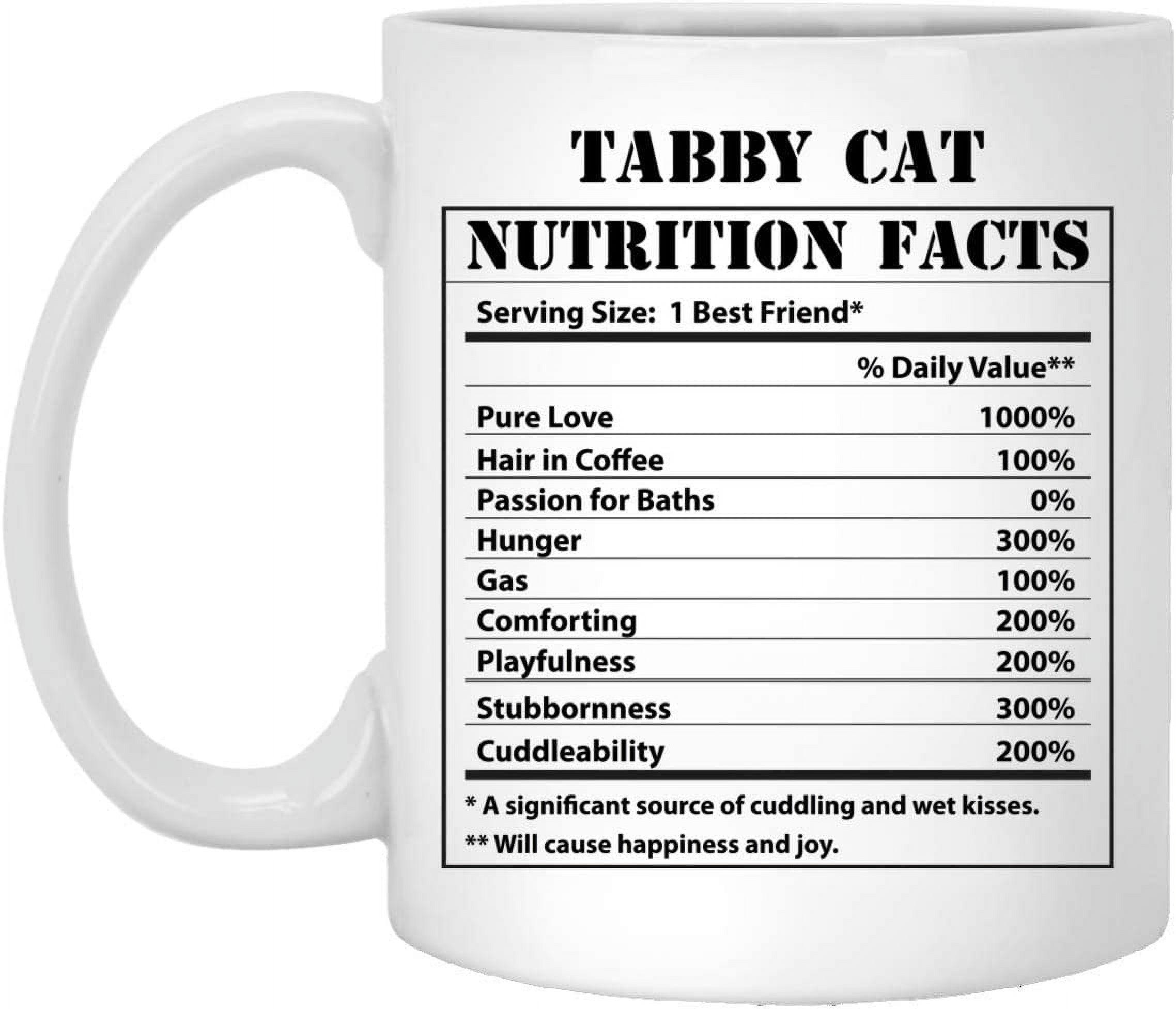 Funny Tabby Cat Nutritional Facts Coffee Mug Kitten Lovers Birthday ...