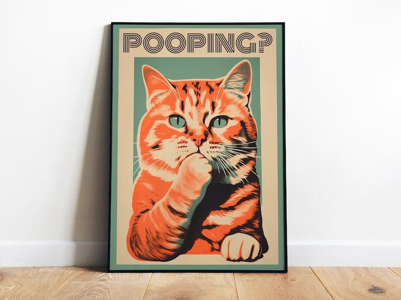 Funny Tabby Cat Poster Printable, Bathroom Wall Art, Are You Pooping ...