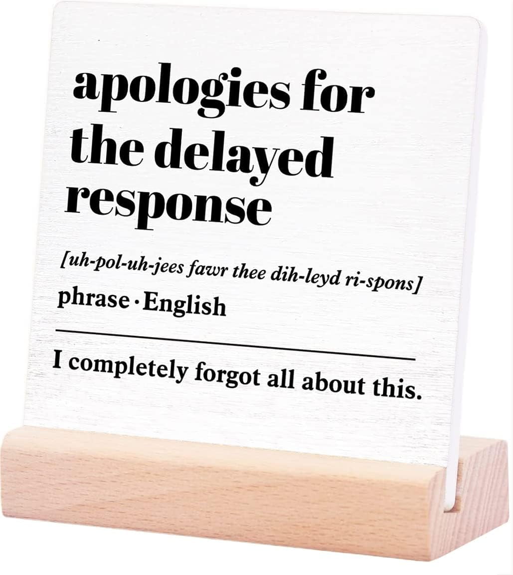 Funny Tabletop Sign Desk Sign with Solid Wood Stand Apologies for The ...