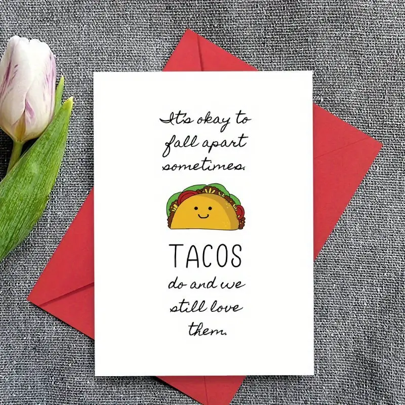 Funny Tacos Greeting Card – “It’s Okay to Fall Apart Sometimes” – Cute ...