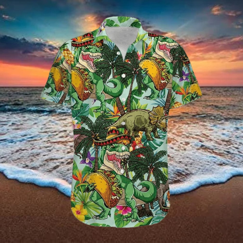 Funny Tacos T Rex Green Unisex Hawaiian Shirts - Walmart.com