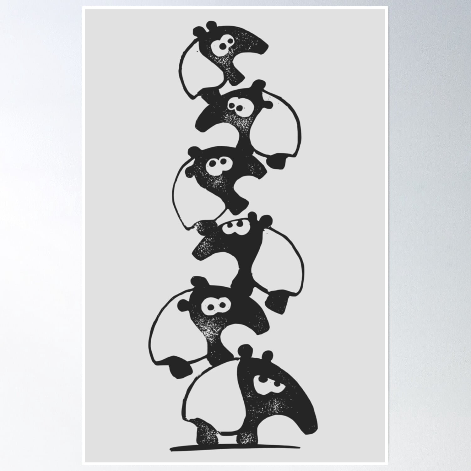 Funny Tapir Pile Made Of Cute Cartoon Malayan Tapirs Poster Wall Art ...