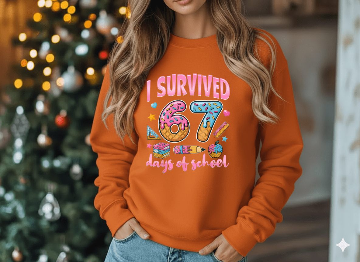 Funny Teacher Meme I Survived 67 Days Of School Sweatshirt, up to size ...