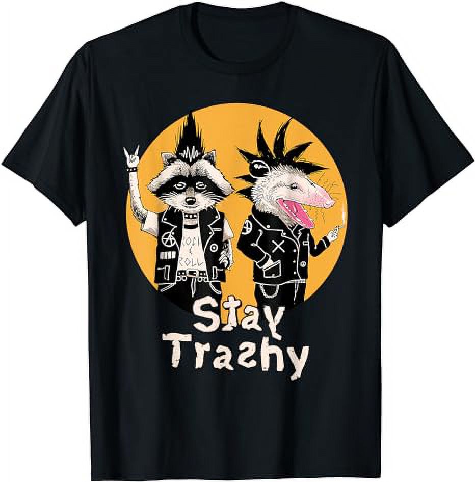 Funny Team Trash Stay Trashy Raccoons Opossums Squad Retro T-Shirt ...