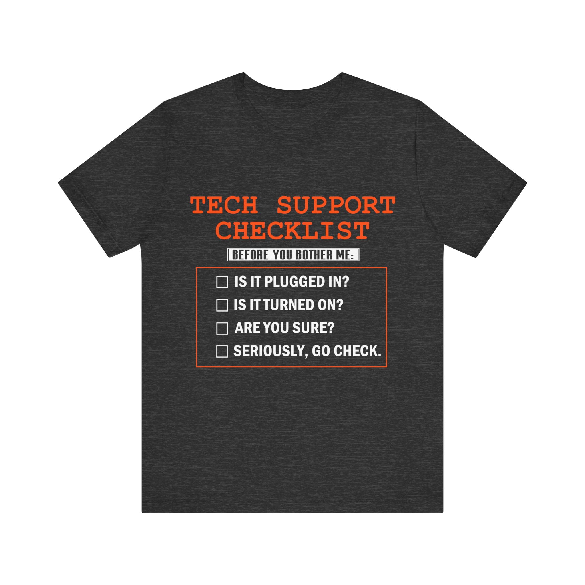 Funny Tech Support Checklist IT Technical Team Unisex Jersey Short ...