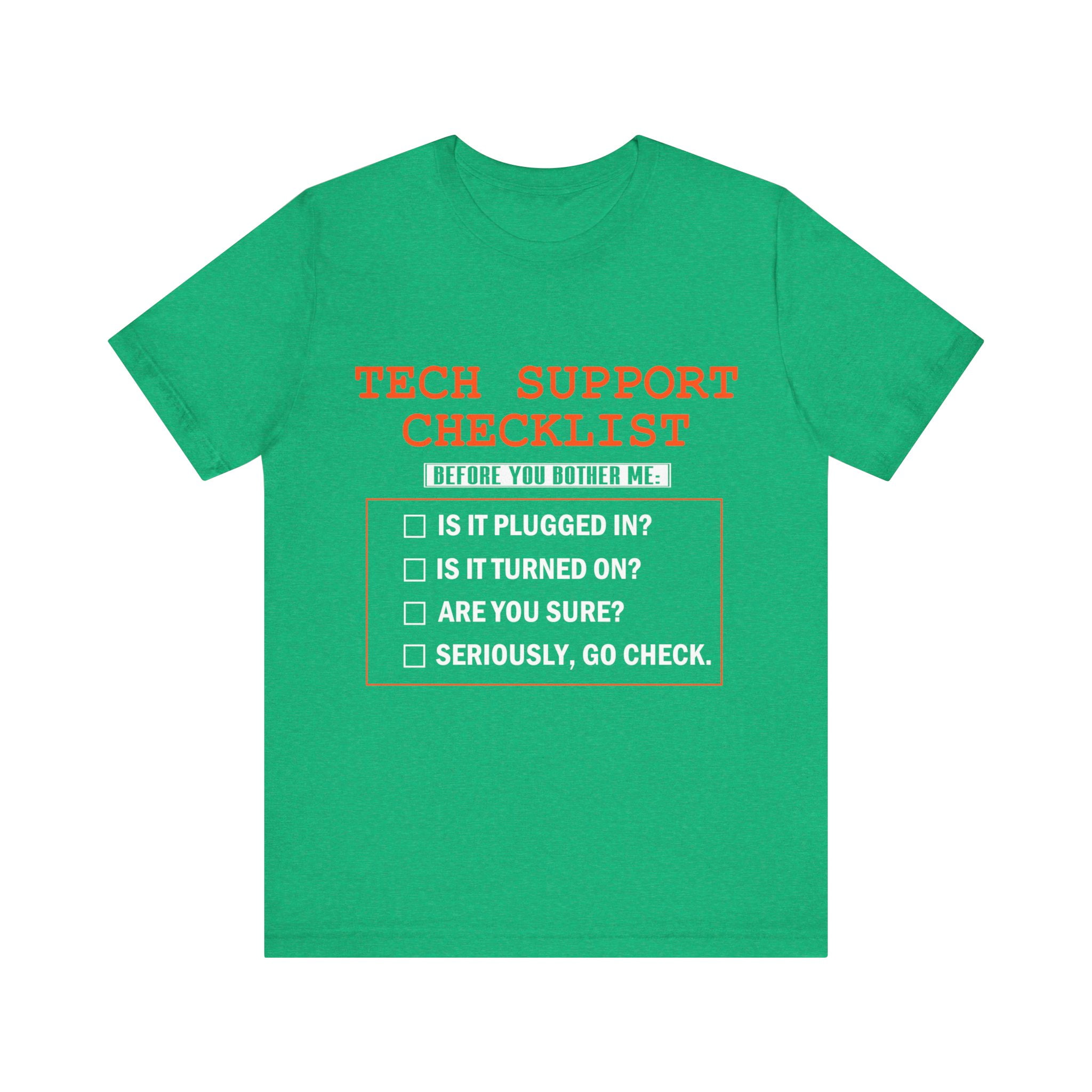 Funny Tech Support Checklist IT Technical Team Unisex Jersey Short ...