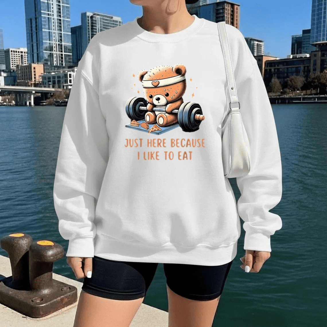 Funny Teddy Bear Lifting Weights Gym Workout Foodie Quote Graphic Gift ...