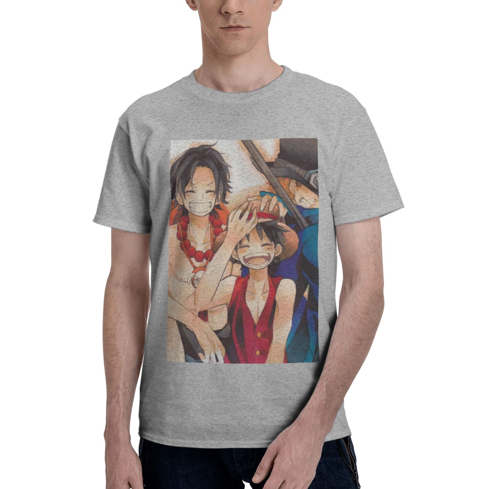 Funny Tees One Piece Animation Luffy Three Brothers Custom T-Shirt Pure ...