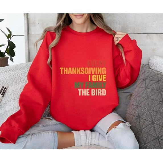 Funny Thanksgiving Give The Bird Holiday Retro Humor Family Dinner Joke Sweatshirt, for men ...