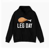 Funny Thanksgiving 'Leg Day' Pilgrim Turkey Workout Humor Hoodie Shirt ...