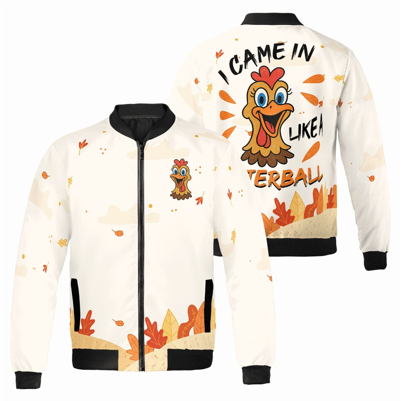 Funny Thanksgiving Turkey Bomber Jacket – "I Came In Like a Butterball ...