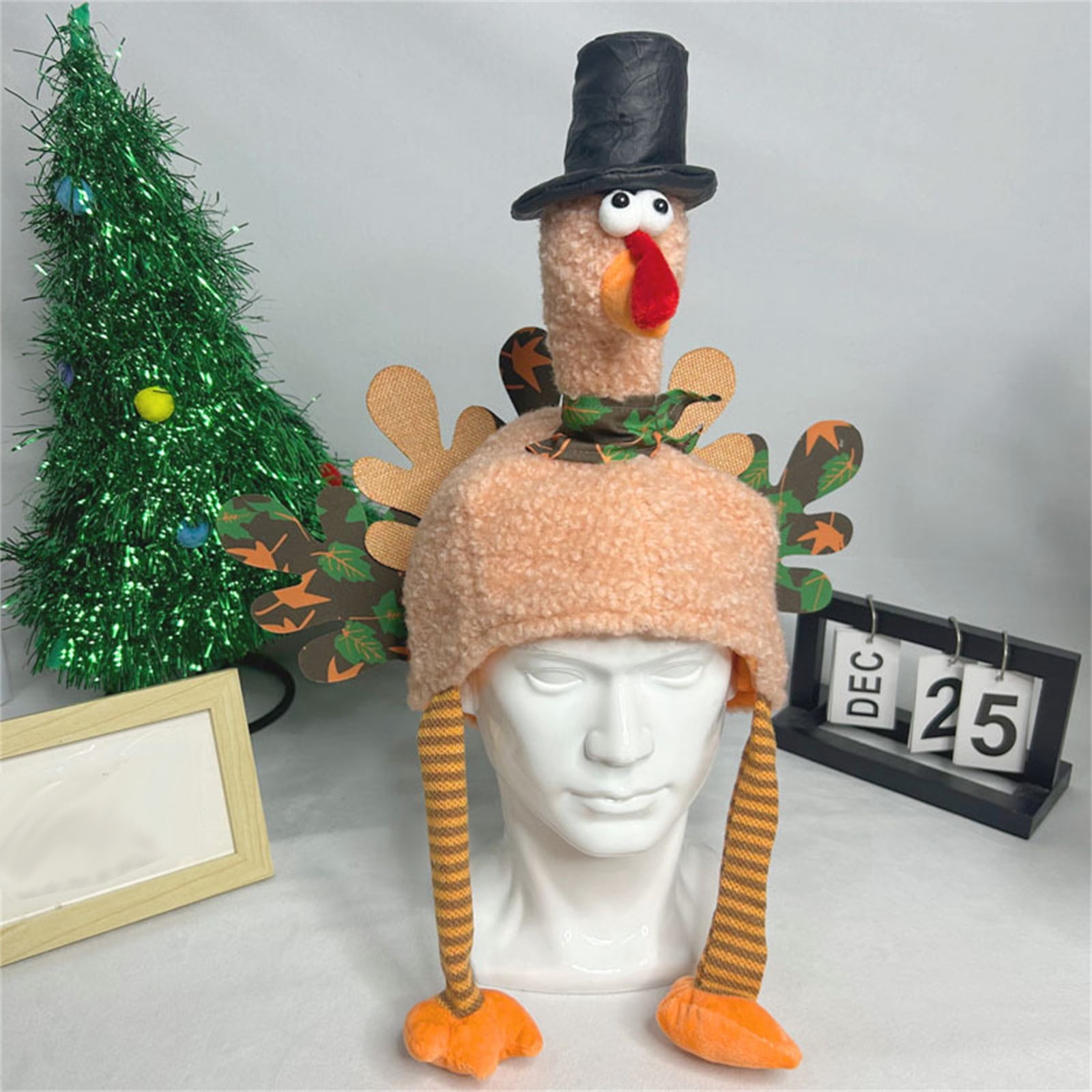Funny Thanksgiving Turkey Hat with Long Legs Soft Stretch Fabric ...