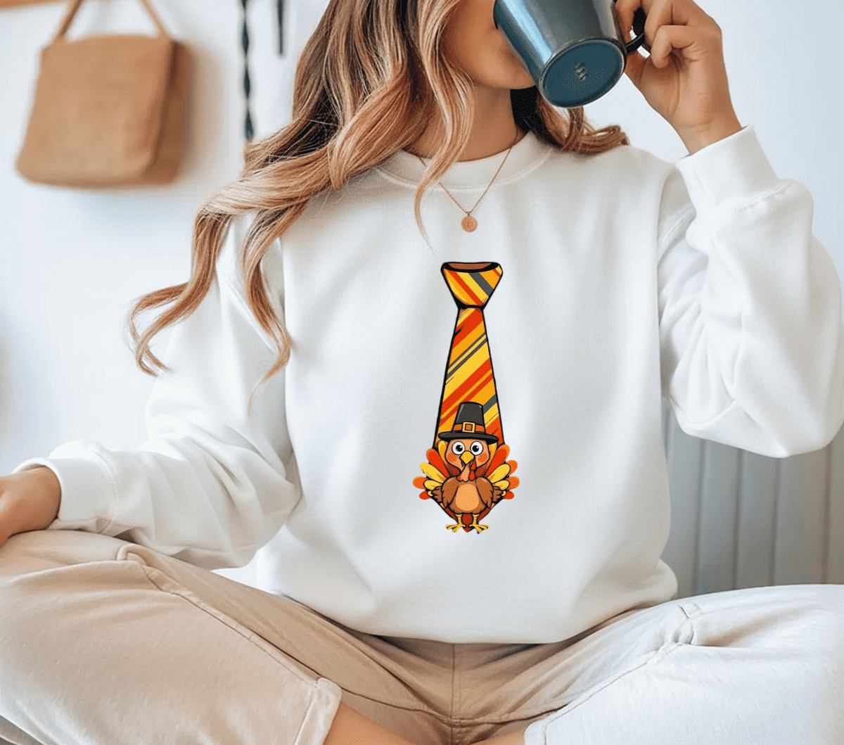 Funny Thanksgiving Turkey Wearing a Necktie Formal Dinner Sweatshirt ...