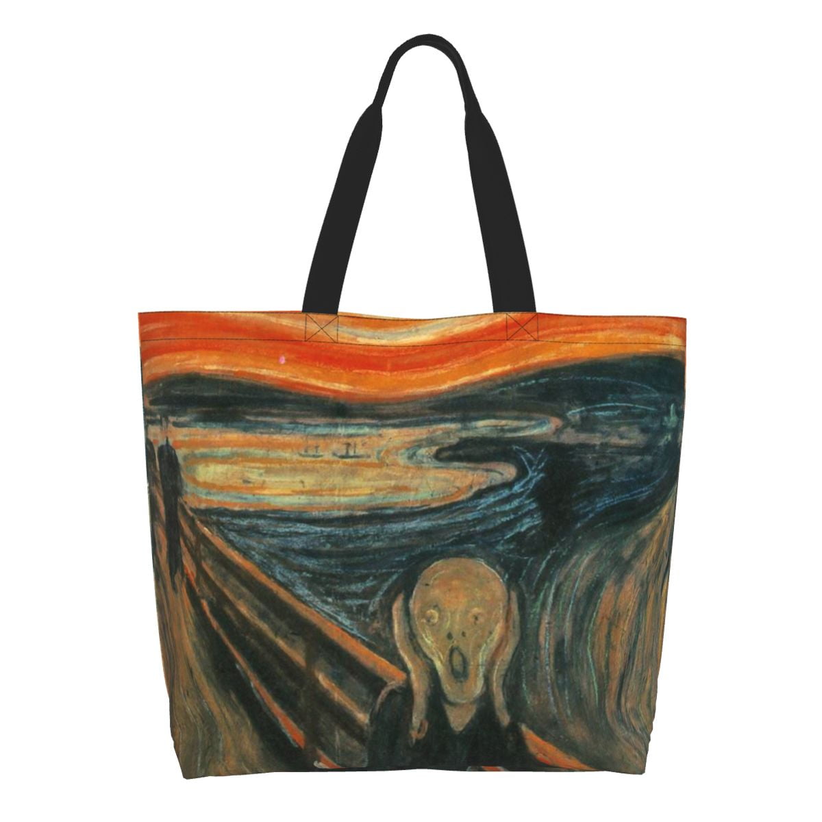 Funny The Scream By Edvard Munch Shopping Tote Bags Reusable Famous Oil ...