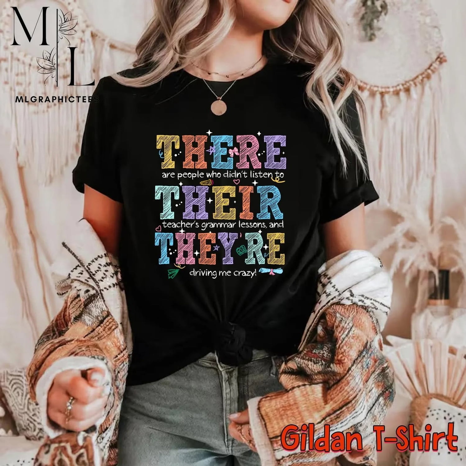 Funny There Their They're S1Hirt, EngliS1H Grammar - Walmart.com