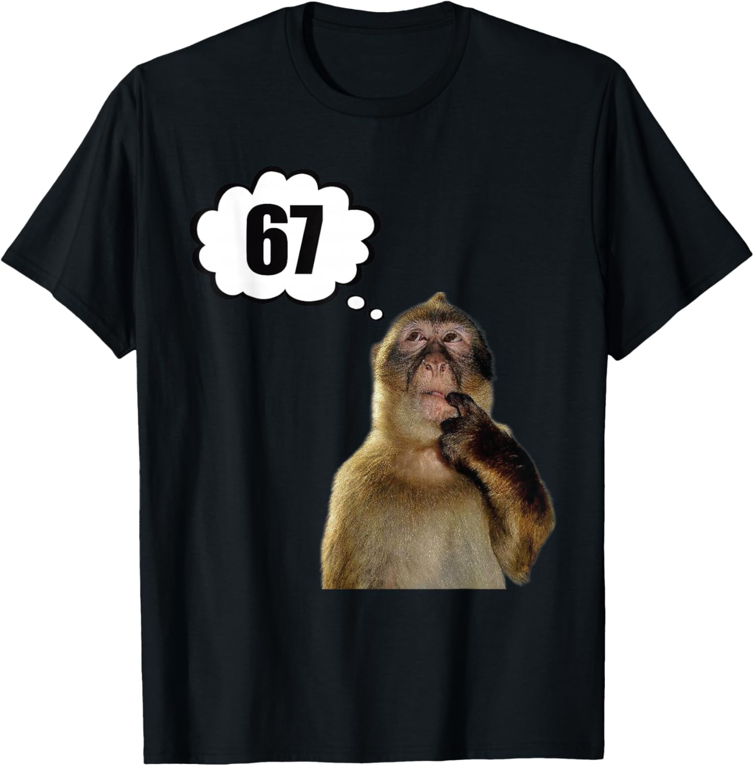 Funny Thinking Monkey Meme Six Seven 6 7 Meme T-Shirt - Walmart.com