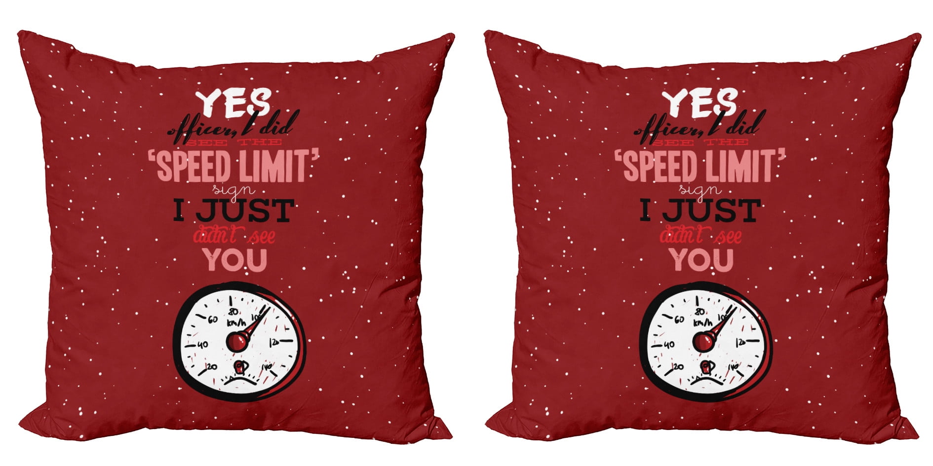 Ambesonne Funny Throw Pillow Cover 2 Pack, Hilarious Speed Limit Words ...
