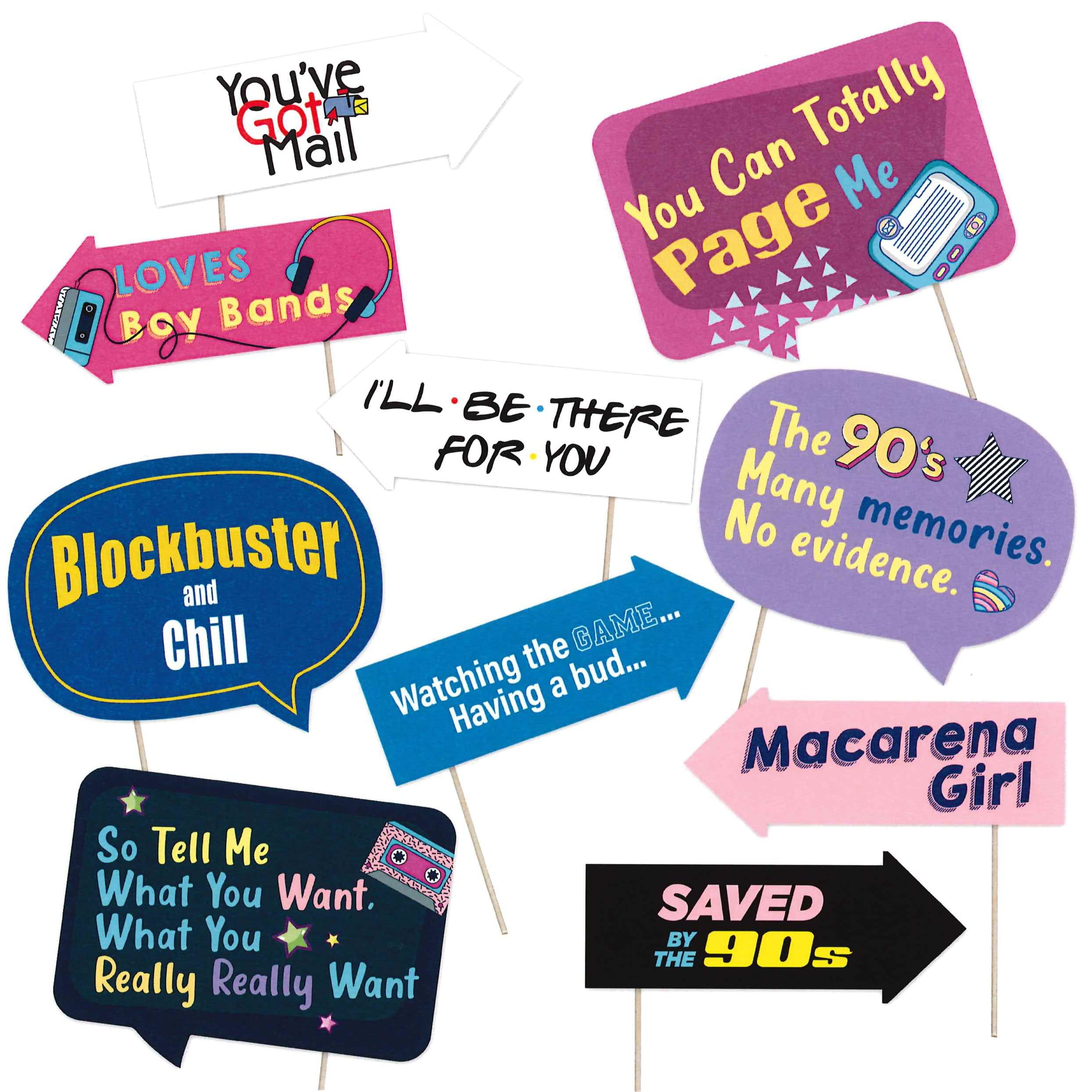 Funny Throwback 90's Photo Booth Props - 1990s Retro Style Party Themed ...